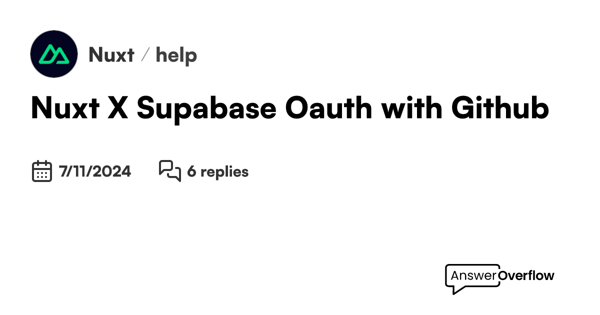 Nuxt X Supabase Oauth with Github - Nuxt