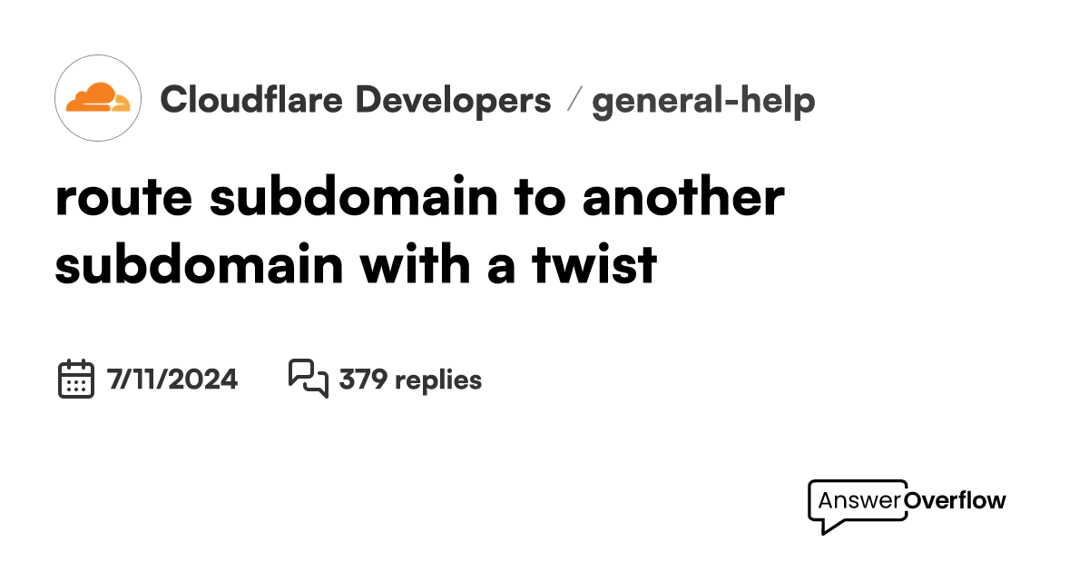 Route Subdomain To Another Subdomain With A Twist Cloudflare Developers