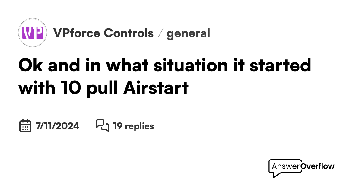 Ok, and in what situation it started with 10% pull? Airstart? - VPforce Controls