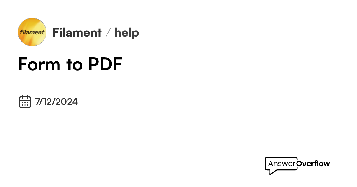 Form to PDF - Filament