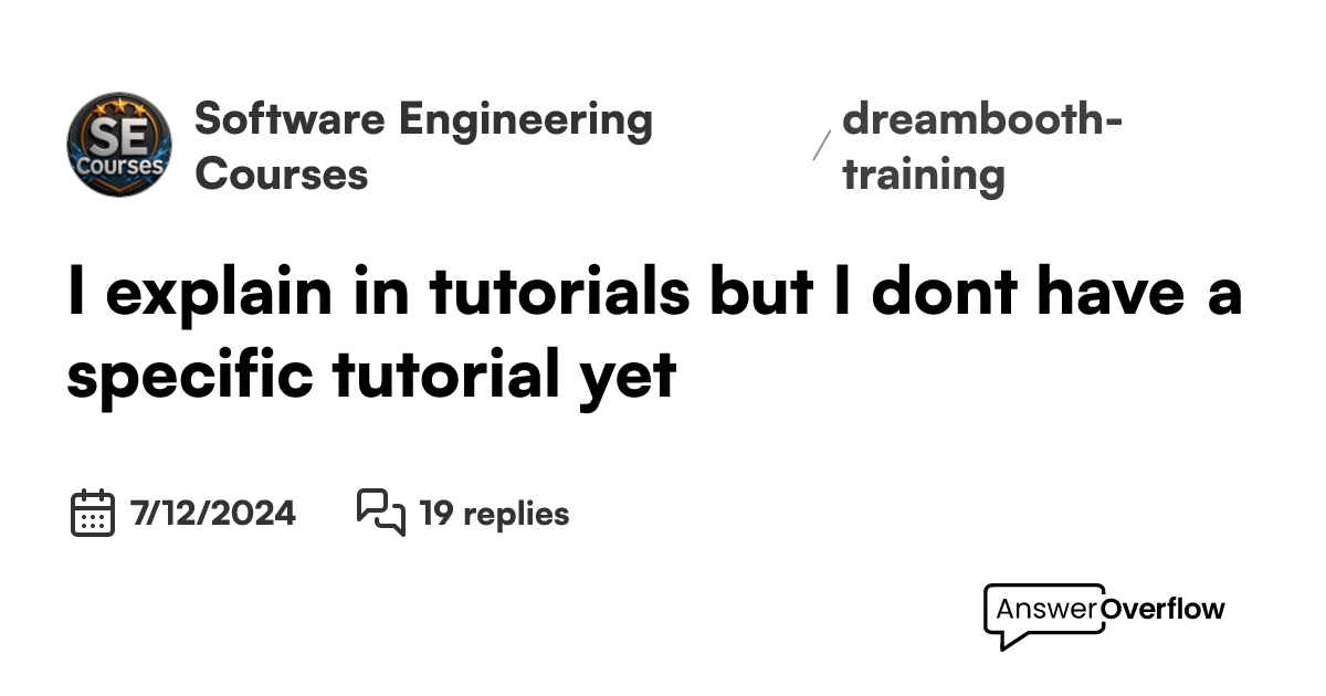 I explain in tutorials but I don't have a specific tutorial yet - Software Engineering Courses ...