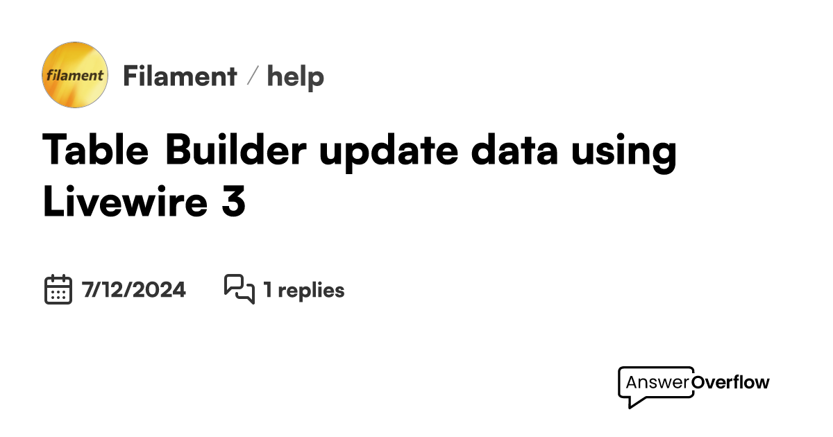 Table Builder update data using Livewire 3 - Filament
