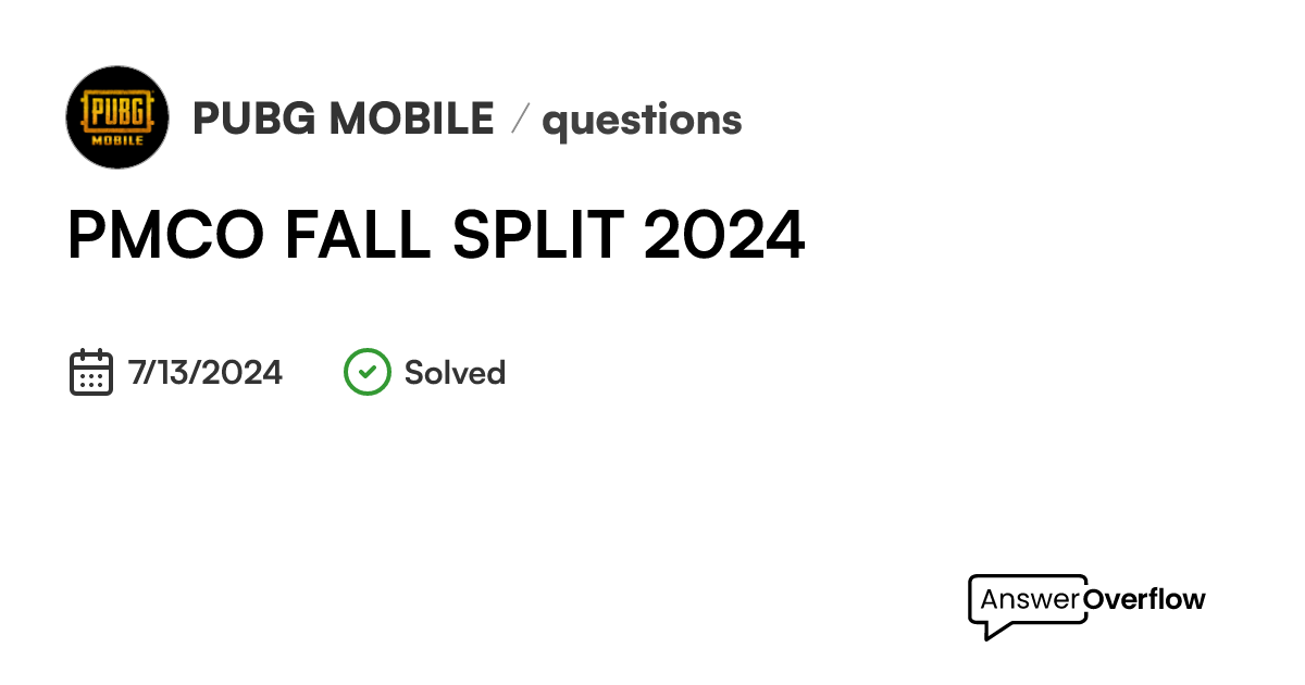 PMCO FALL SPLIT 2024 - PUBG MOBILE