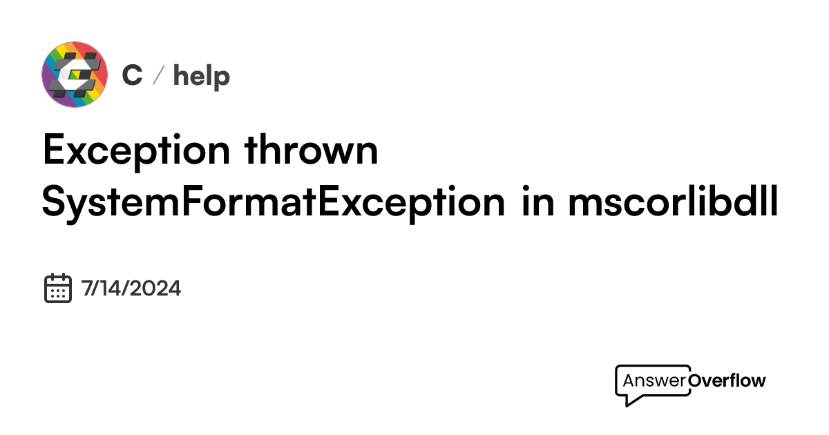Exception thrown: 'System.FormatException' in mscorlib.dll - C#