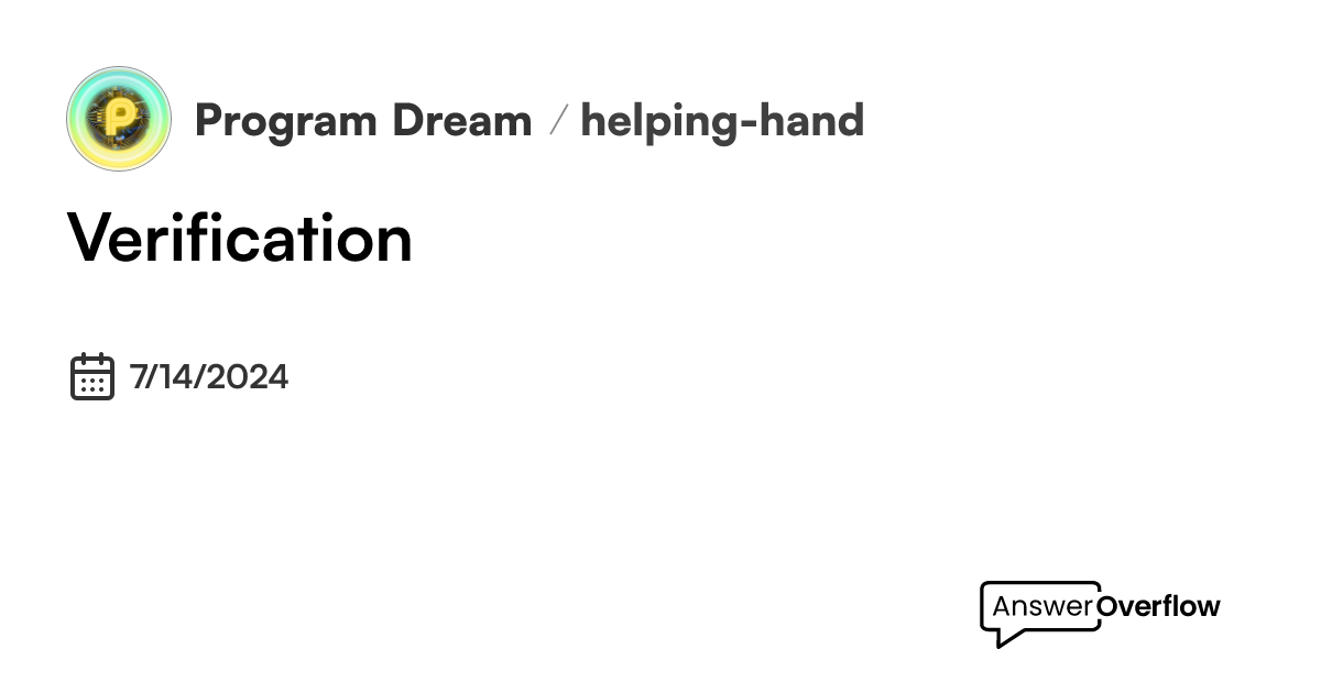 Verification - Program Dream