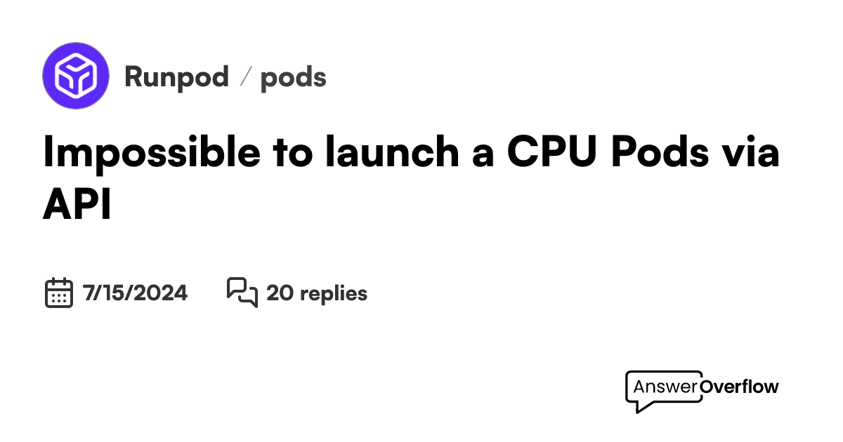 Impossible to launch a CPU Pods via API - Runpod