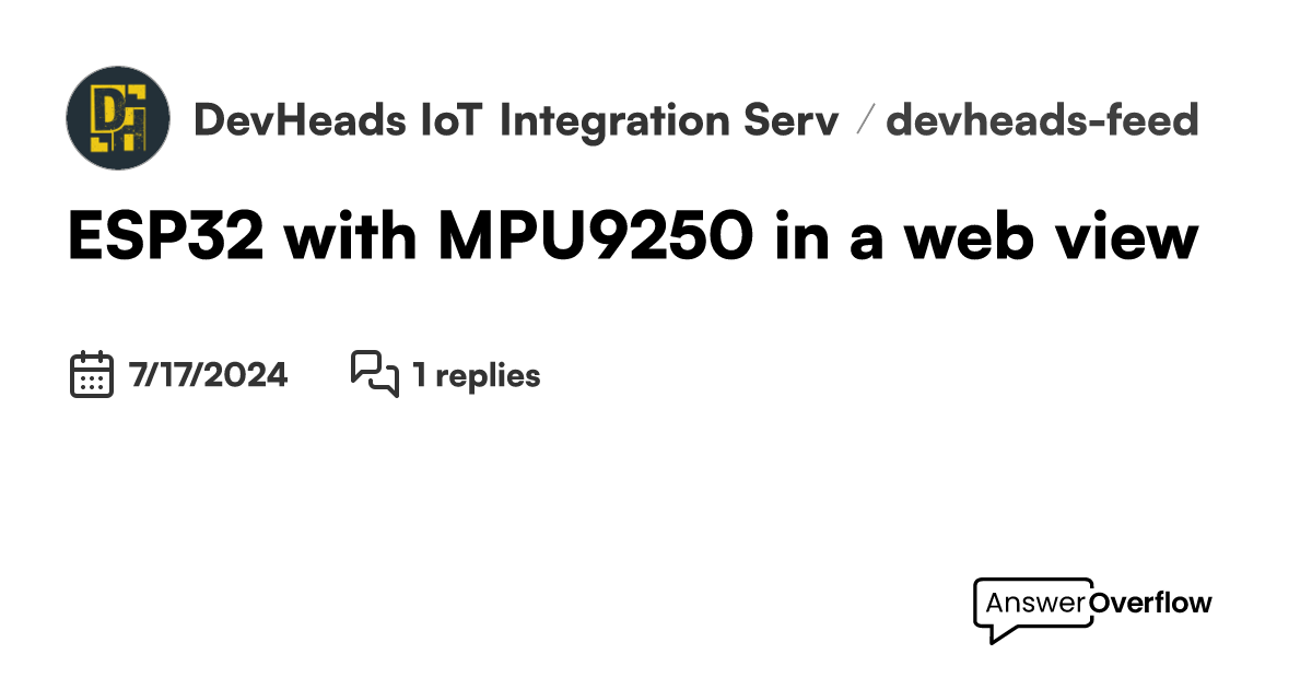 ESP32 with MPU9250 in a web view - DevHeads IoT Integration Server