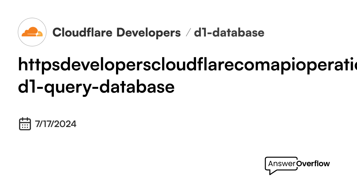 https://developers.cloudflare.com/api/operations/cloudflare-d1-query-database - Cloudflare ...