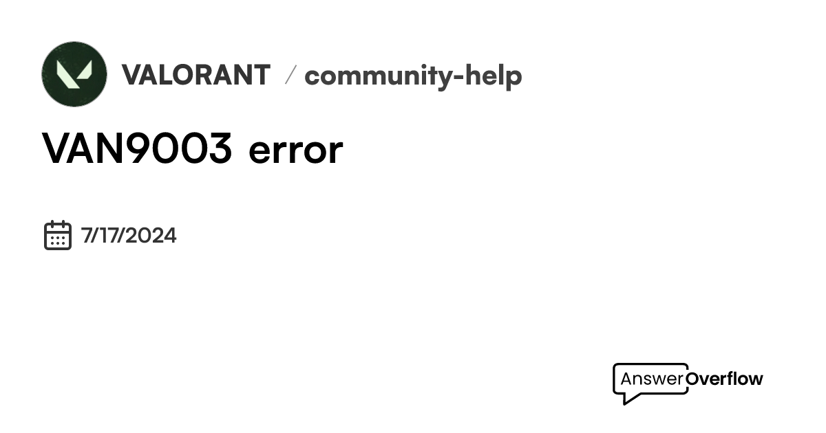 VAN9003 error - VALORANT