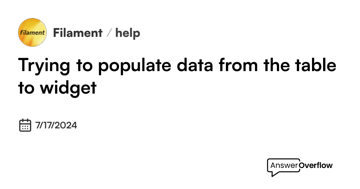 Trying to populate data from the table to widget - Filament