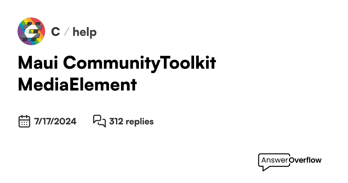 Maui CommunityToolkit MediaElement - C#