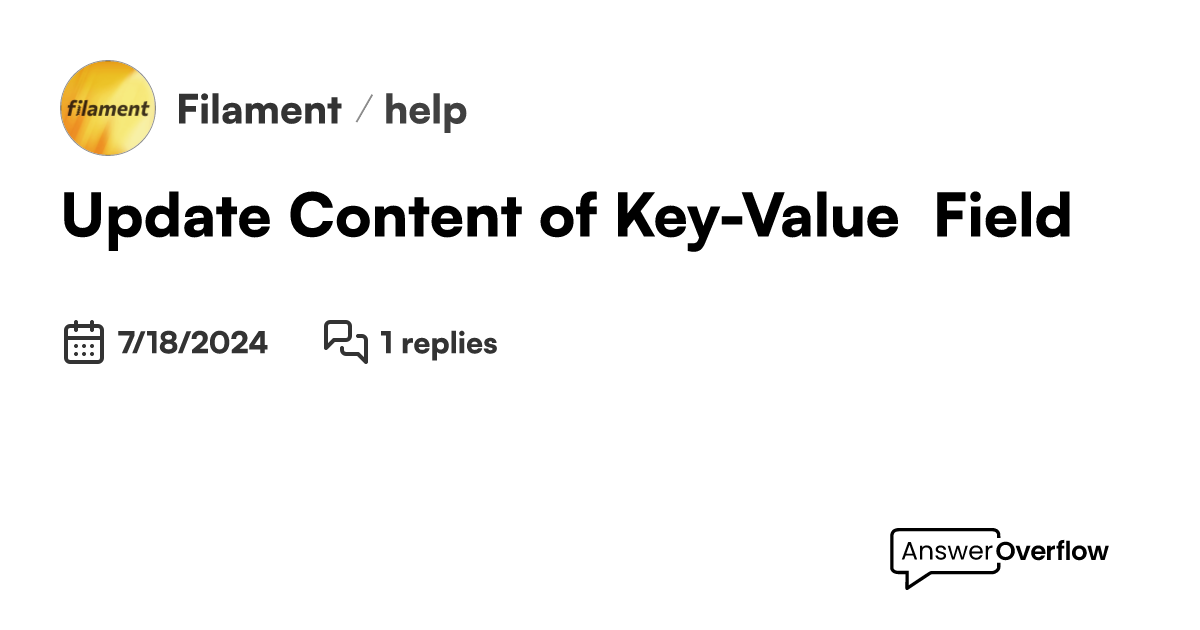 Update Content of Key-Value Field - Filament