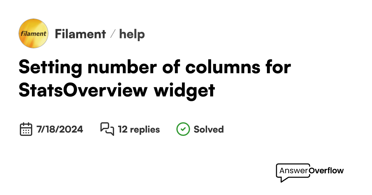 Setting number of columns for StatsOverview widget. - Filament