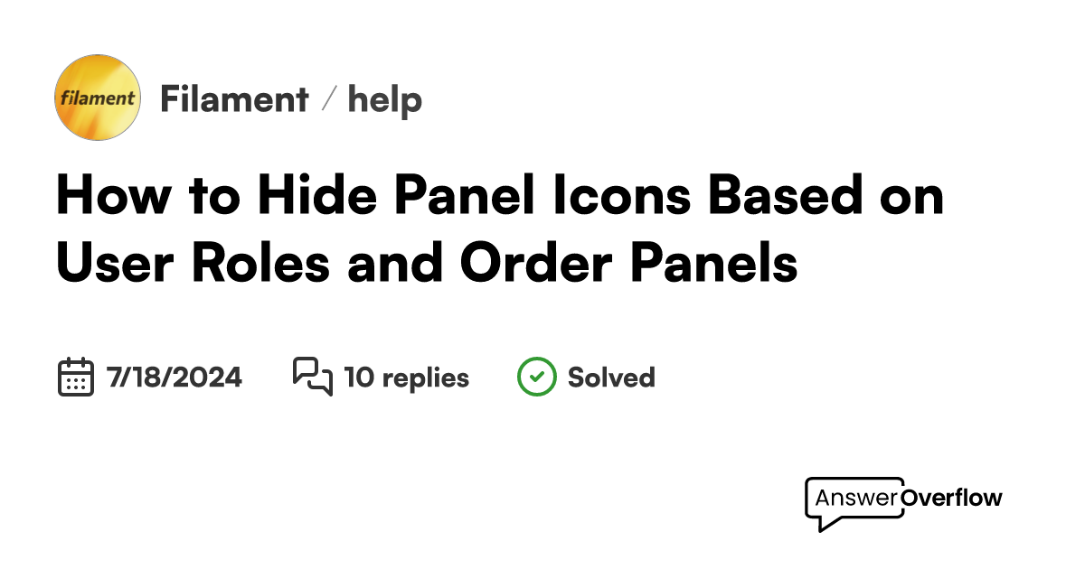 How to Hide Panel Icons Based on User Roles and Order Panels - Filament