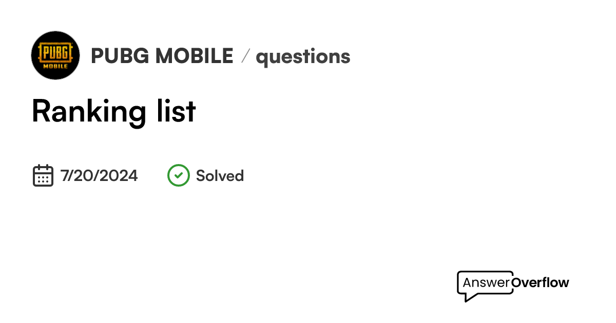 Ranking list - PUBG MOBILE