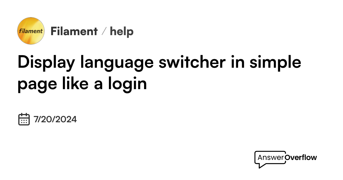 Display language switcher in simple page like a login - Filament