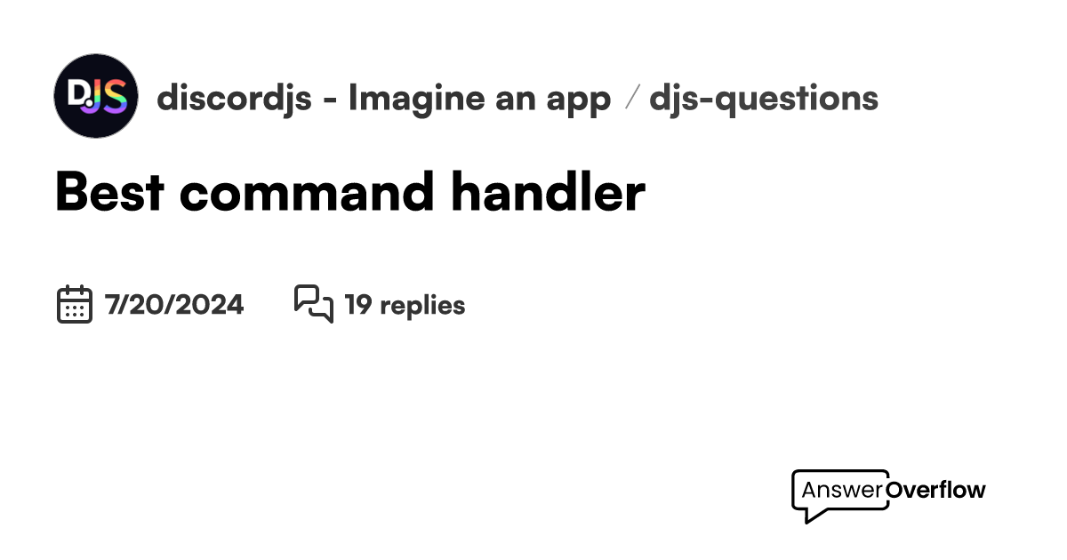 Best command handler - discord.js - Imagine an app