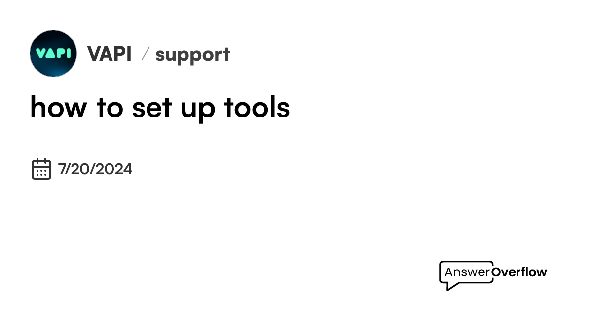 how to set up tools - VAPI