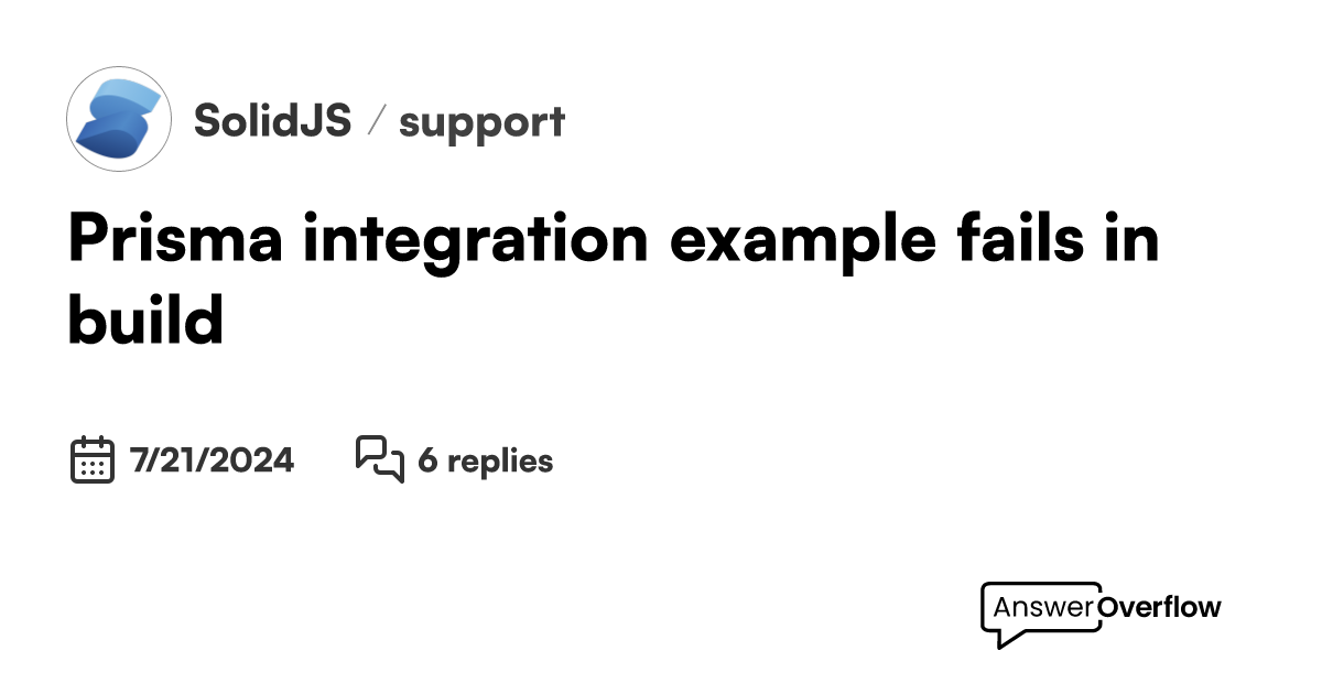 Prisma integration example fails in build - SolidJS