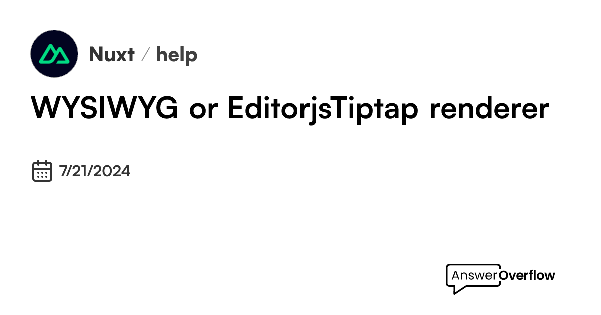 WYSIWYG or Editor.js/Tiptap renderer - Nuxt