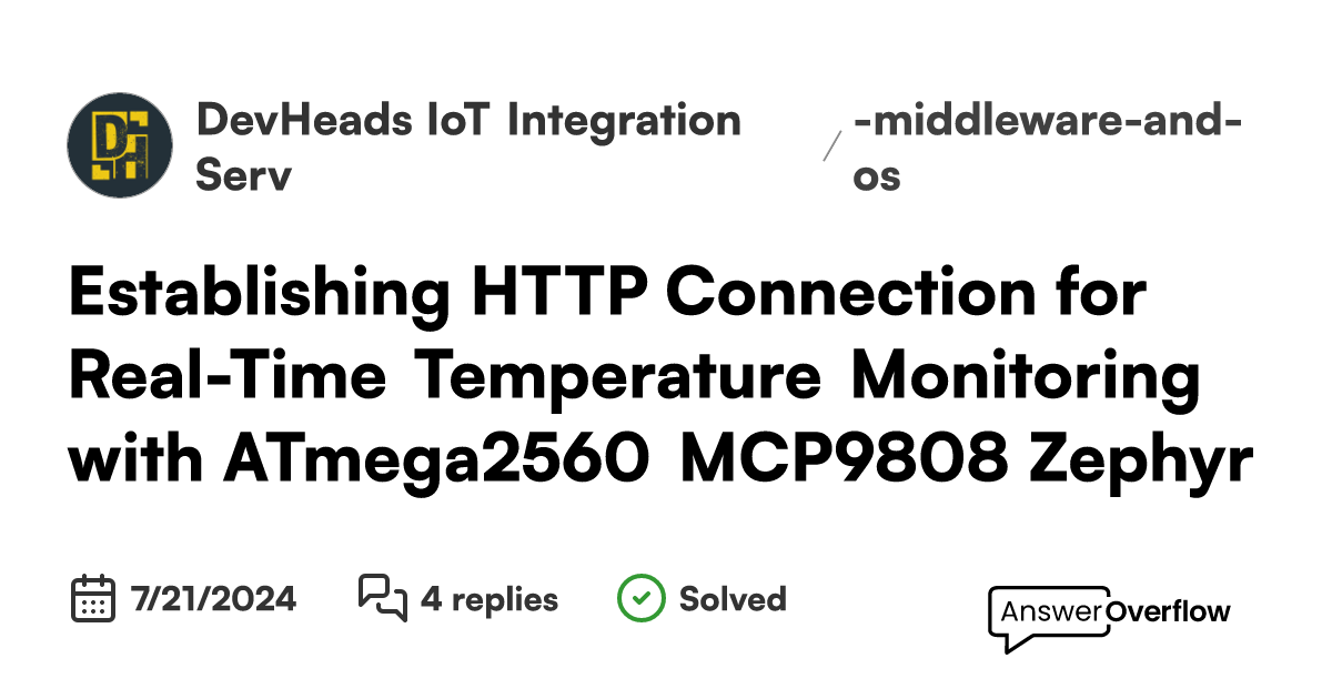 Establishing HTTP Connection for Real-Time Temperature Monitoring with ATmega2560, MCP9808 ...