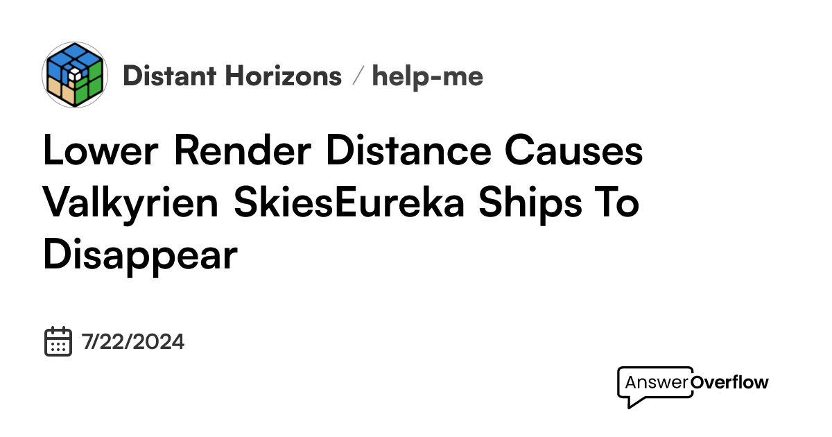 Lower Render Distance Causes Valkyrien Skies/Eureka Ships To Disappear ...