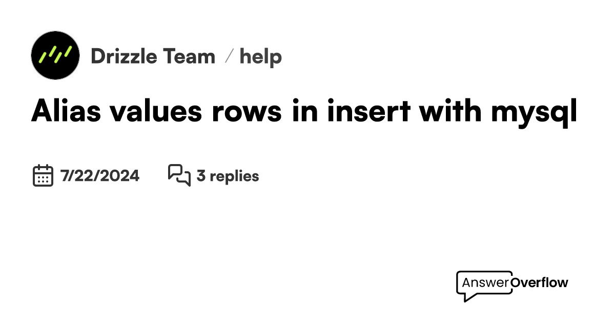 Alias values rows in insert with mysql - Drizzle Team