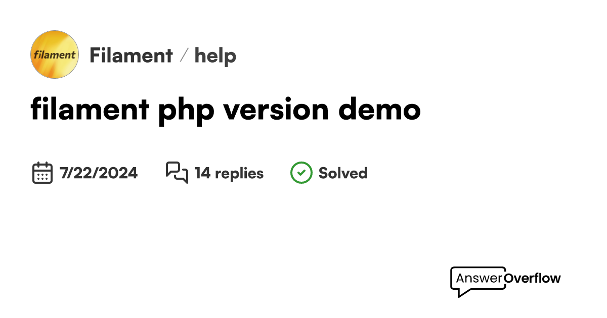 filament php version demo - Filament