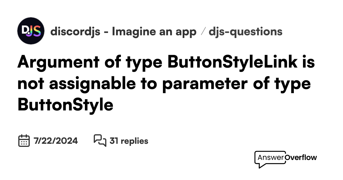 Argument of type 'ButtonStyle.Link' is not assignable to parameter of type 'ButtonStyle ...