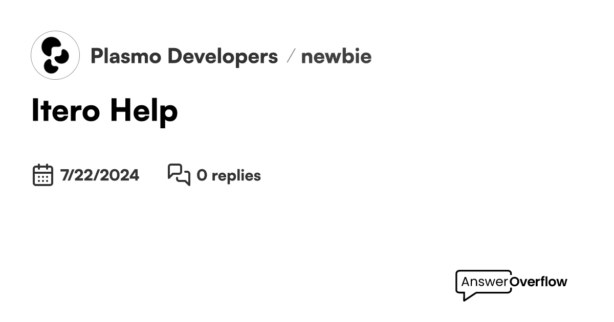 Itero Help 🧩 Plasmo Developers 