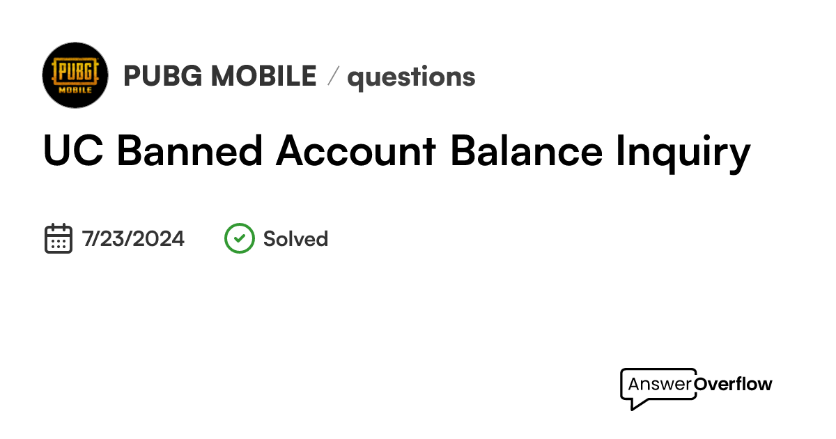 UC Banned Account Balance Inquiry - PUBG MOBILE