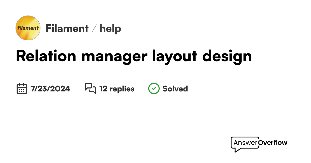 Relation manager layout design - Filament