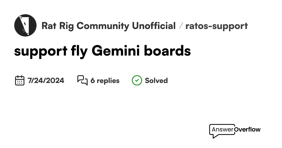 support fly Gemini boards - Rat Rig Community [Unofficial]