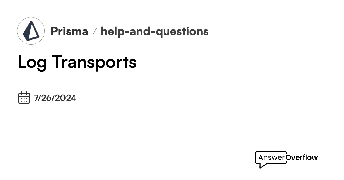 Log Transports - Prisma