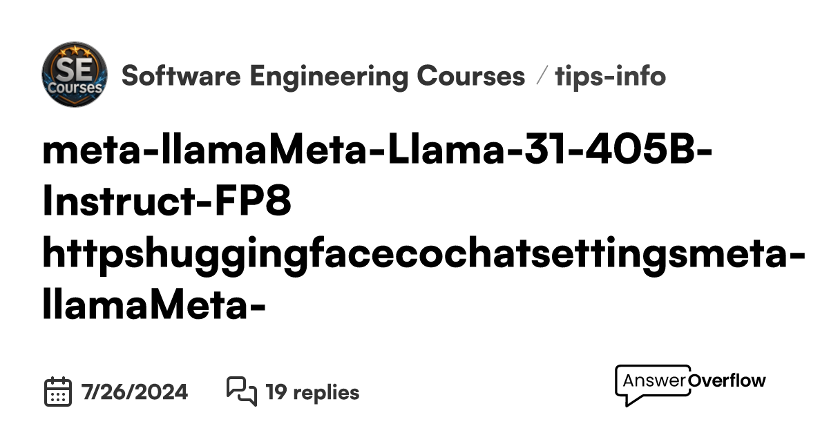 meta-llama/Meta-Llama-3.1-405B-Instruct-FP8 : https://huggingface.co/chat/settings/meta-llama ...