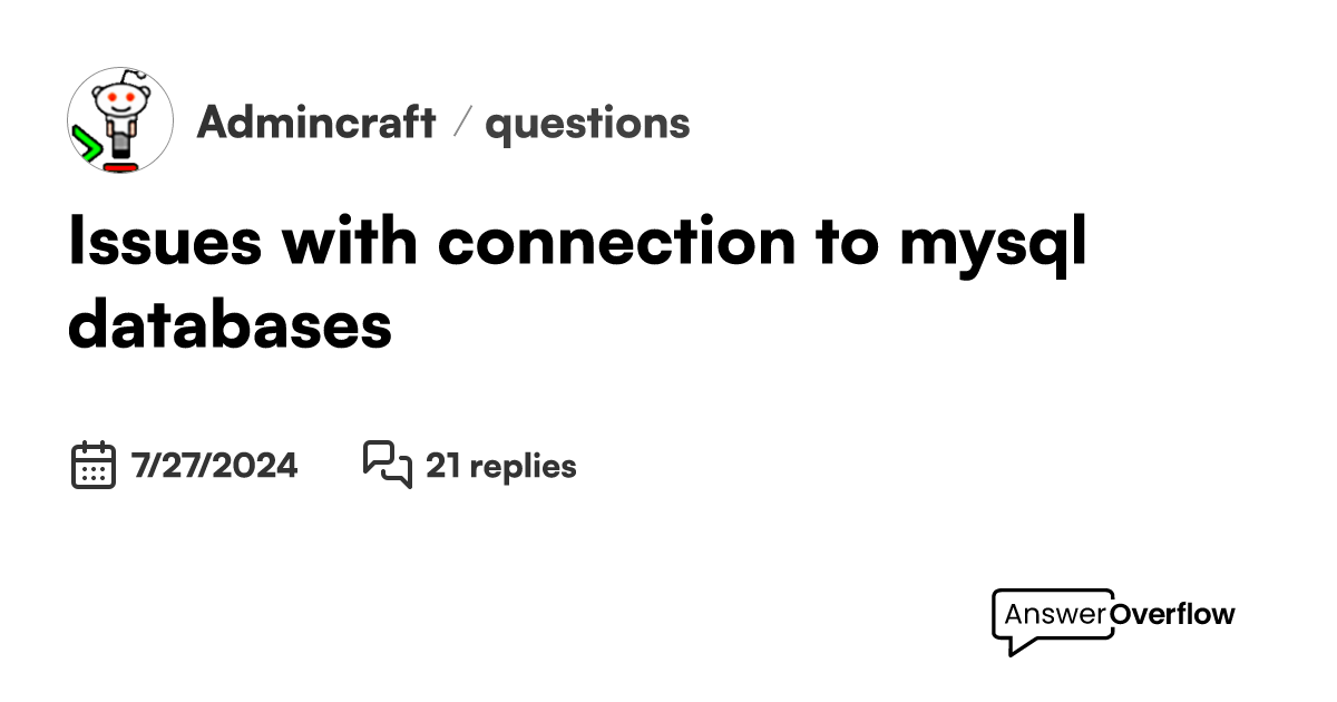 Issues with connection to mysql databases - Admincraft