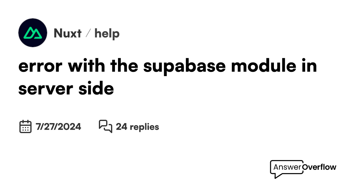 Error With The Supabase Module In Server Side Nuxt
