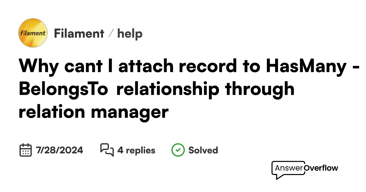 Why can't I attach record to HasMany - BelongsTo relationship through relation manager? - Filament