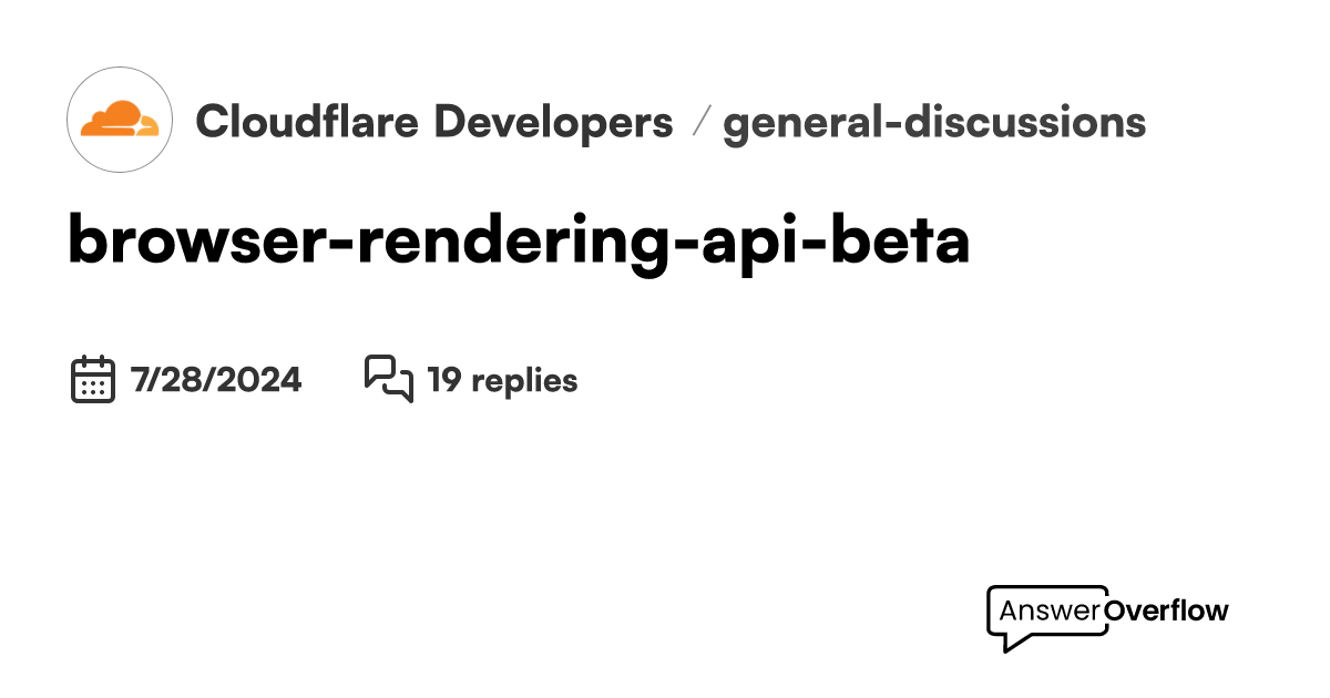 #browser-rendering-api-beta - Cloudflare Developers