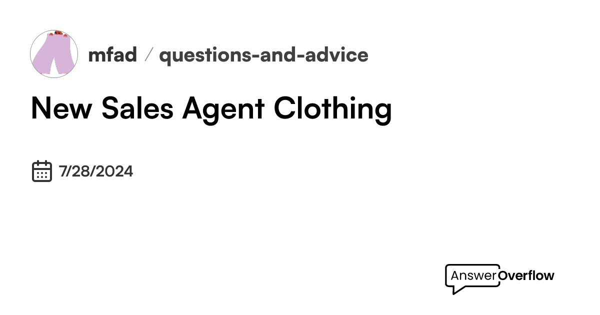 New Sales Agent Clothing - mfad