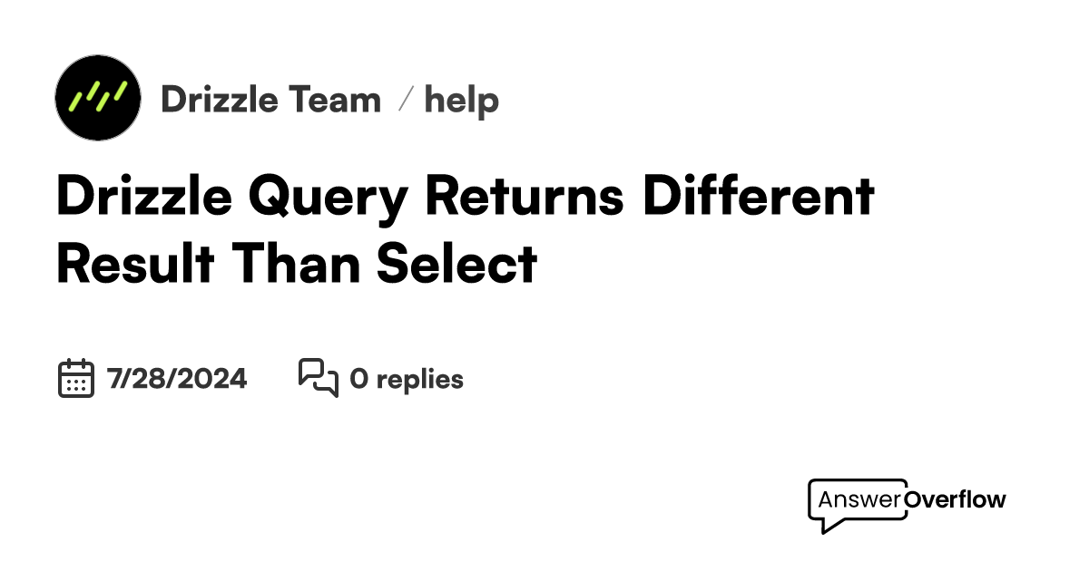 Drizzle Query Returns Different Result Than Select - Drizzle Team