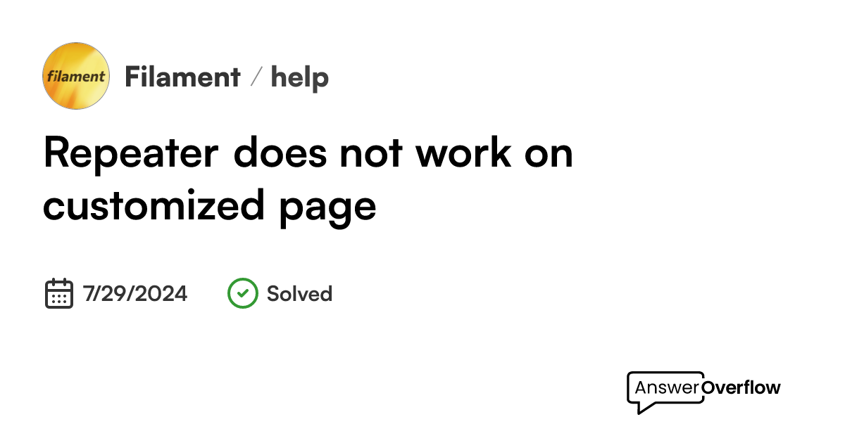 Repeater does not work on customized page - Filament