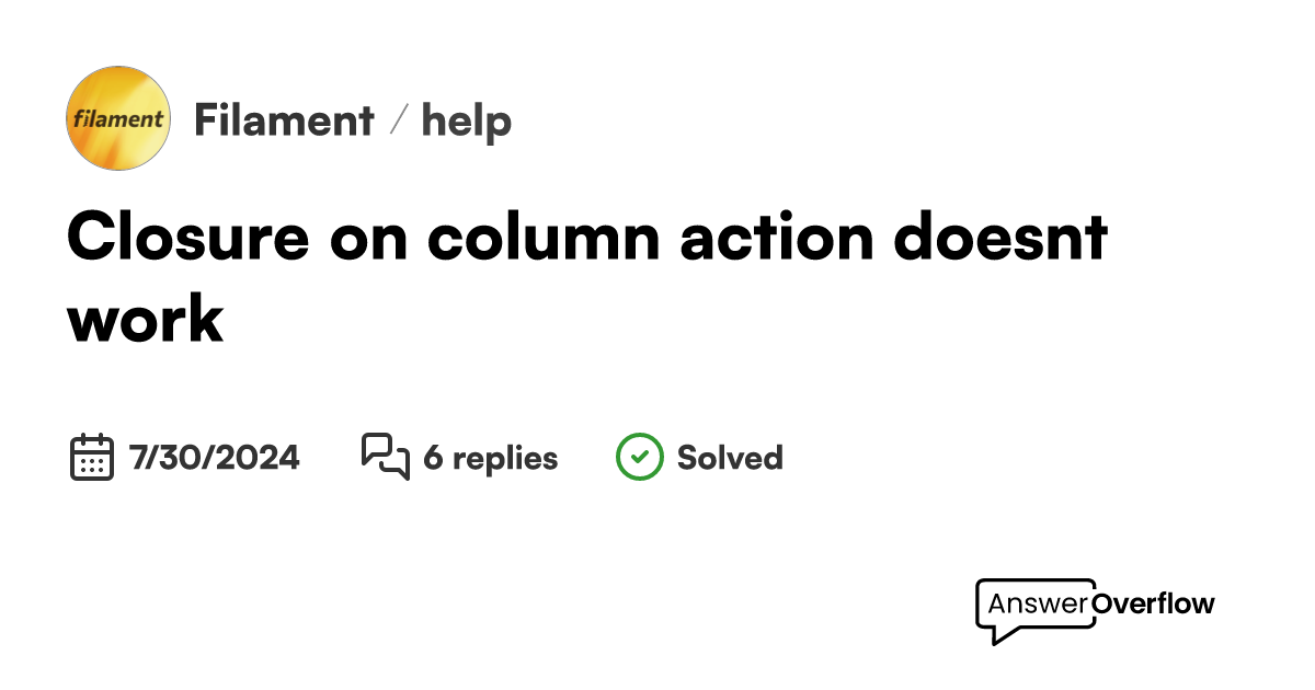 Closure on column action doesn't work - Filament