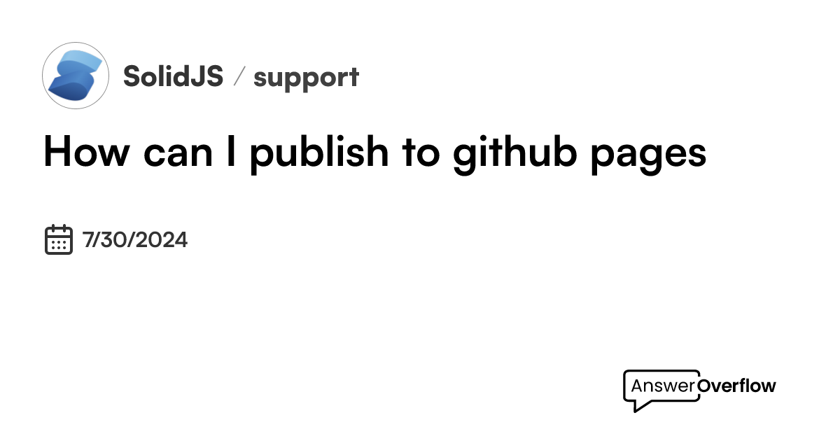 How can I publish to github pages? - SolidJS
