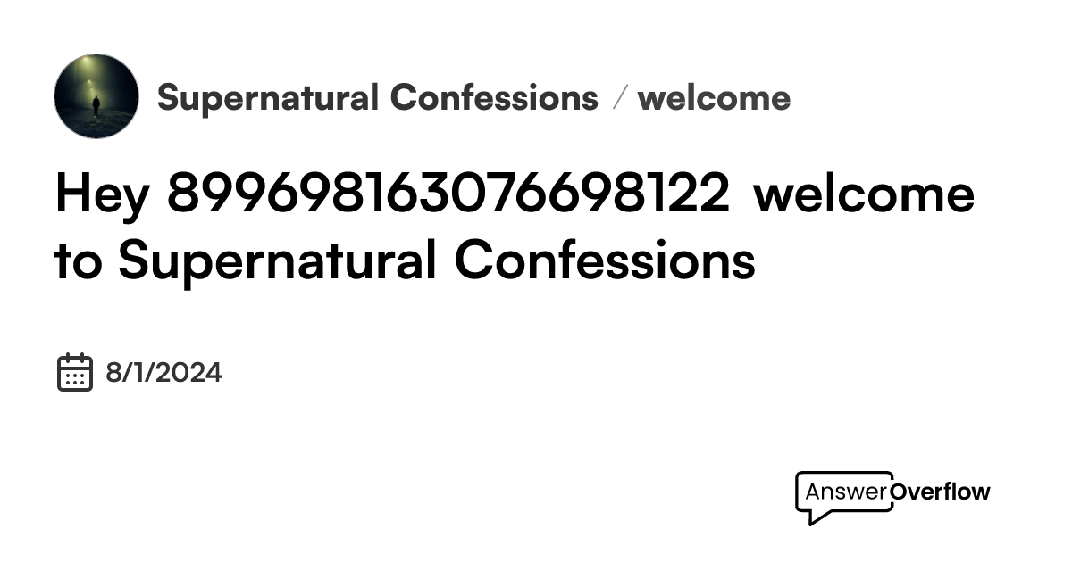 Hey @hotshot, welcome to **Supernatural Confessions**! - Supernatural ...