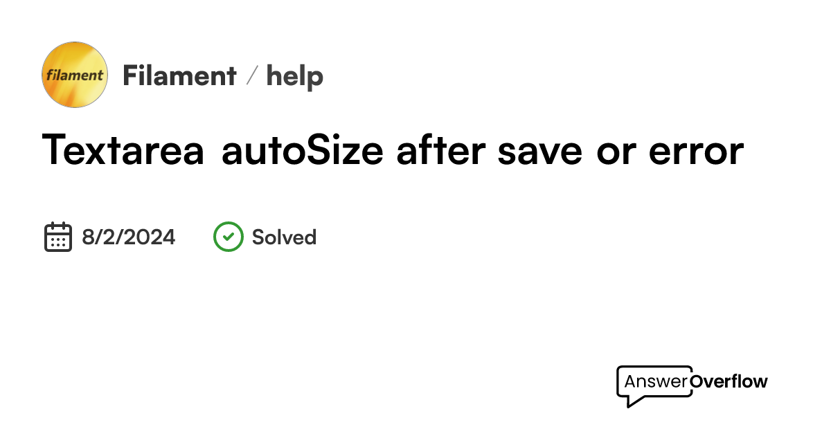 Textarea autoSize after save or error - Filament