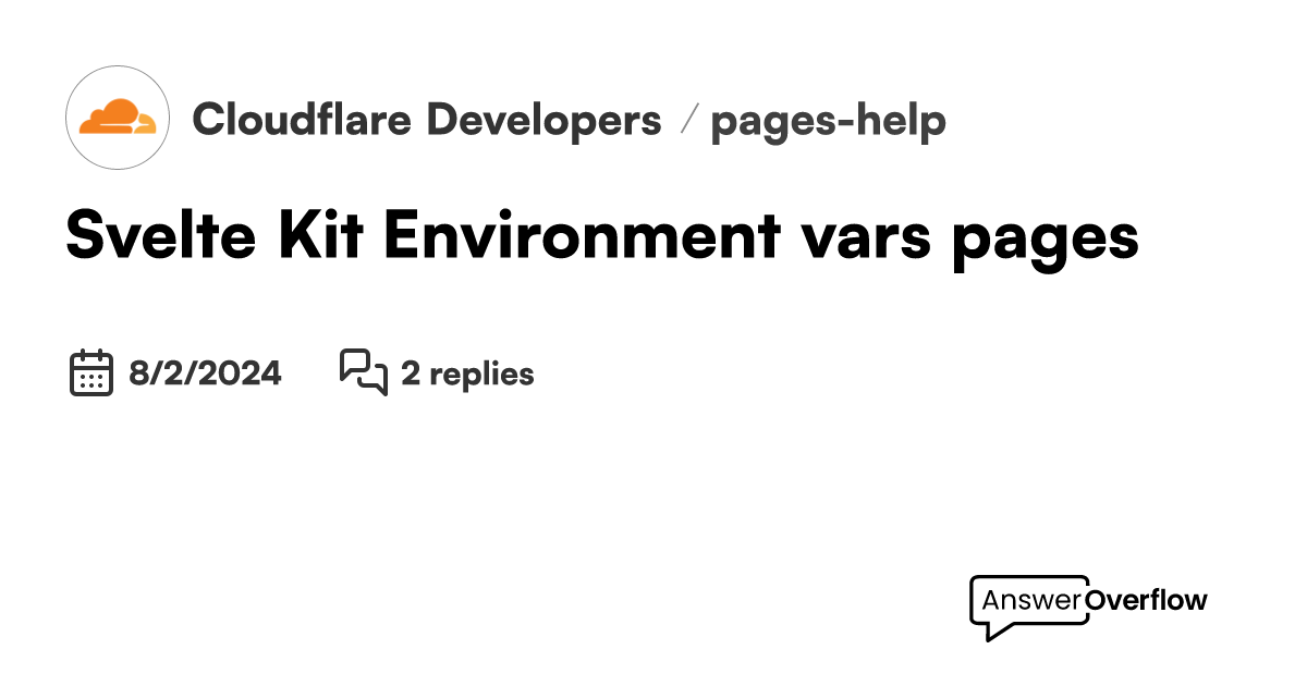 Svelte Kit Environment vars pages - Cloudflare Developers