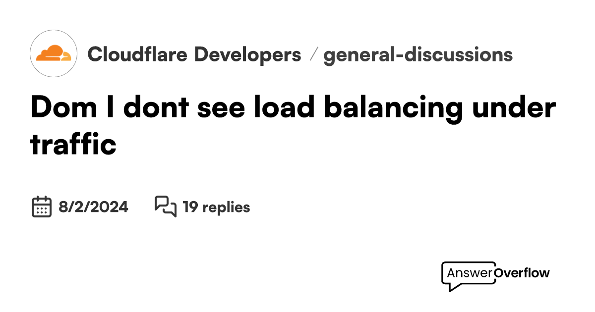 @Dom I don't see load balancing under traffic - Cloudflare Developers
