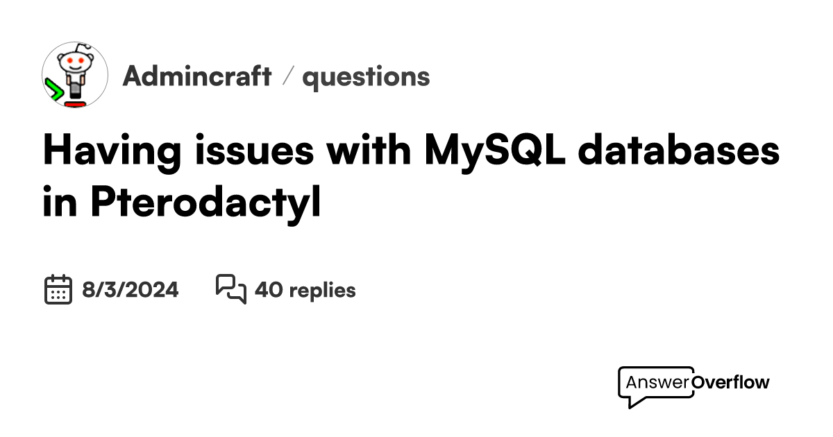 Having issues with MySQL databases in Pterodactyl. - Admincraft