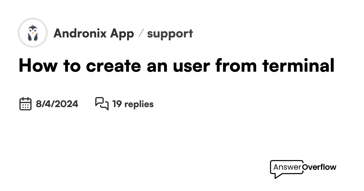 How to create an user from terminal - Andronix App